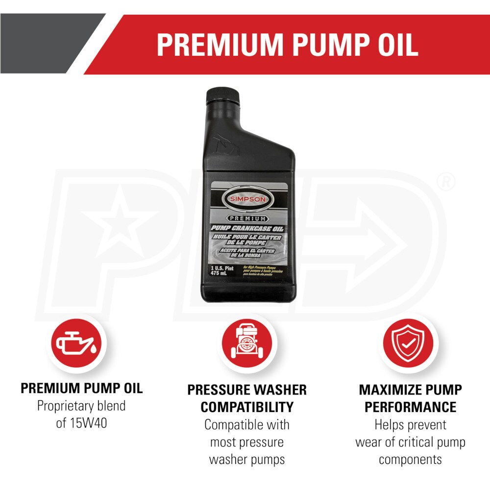 Simpson 80138 Premium Pump Crankcase Oil 15W40 16 Oz.